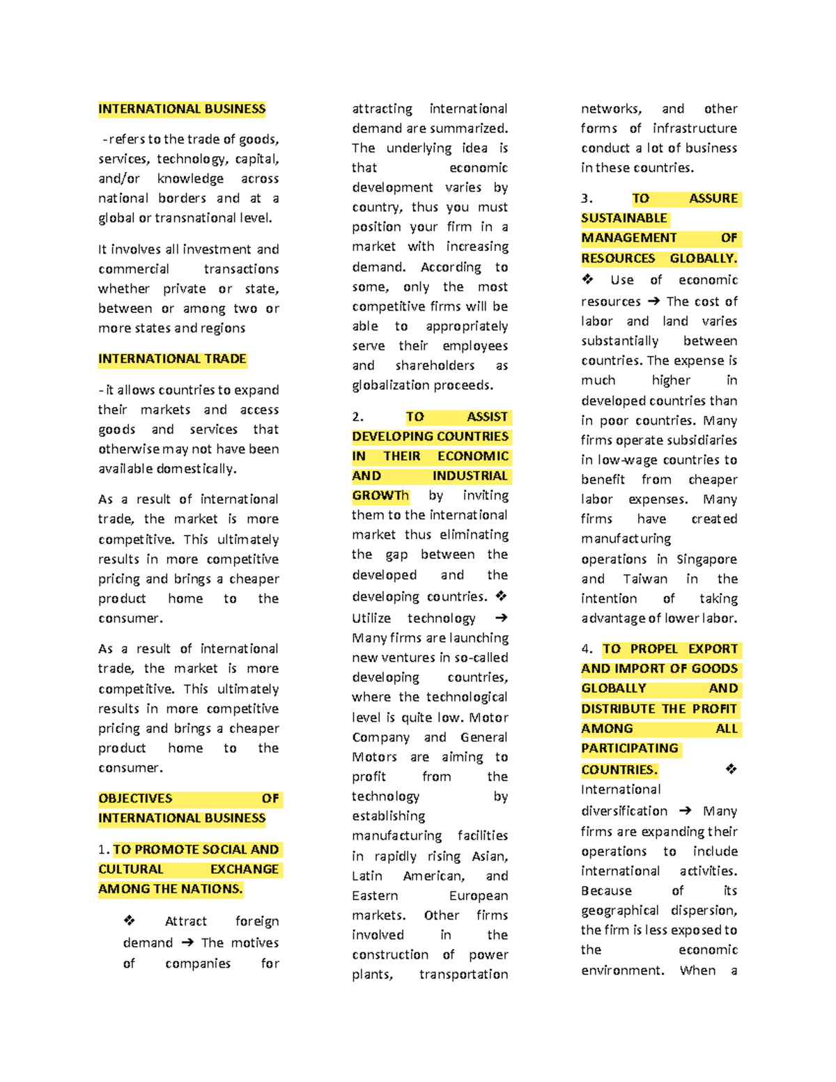 INTL BUS & TRADE NOTES: Key Concepts, Features & Challenges - Studocu