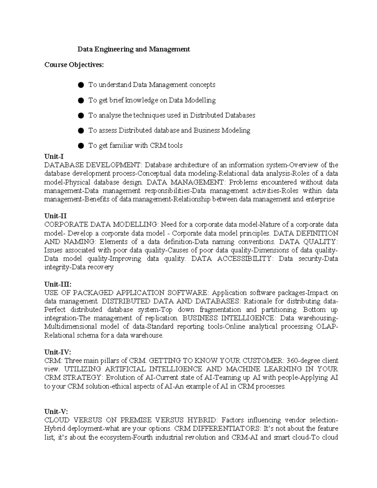 Data Engineering (Course Code: TBD) - Comprehensive Study Notes - Studocu