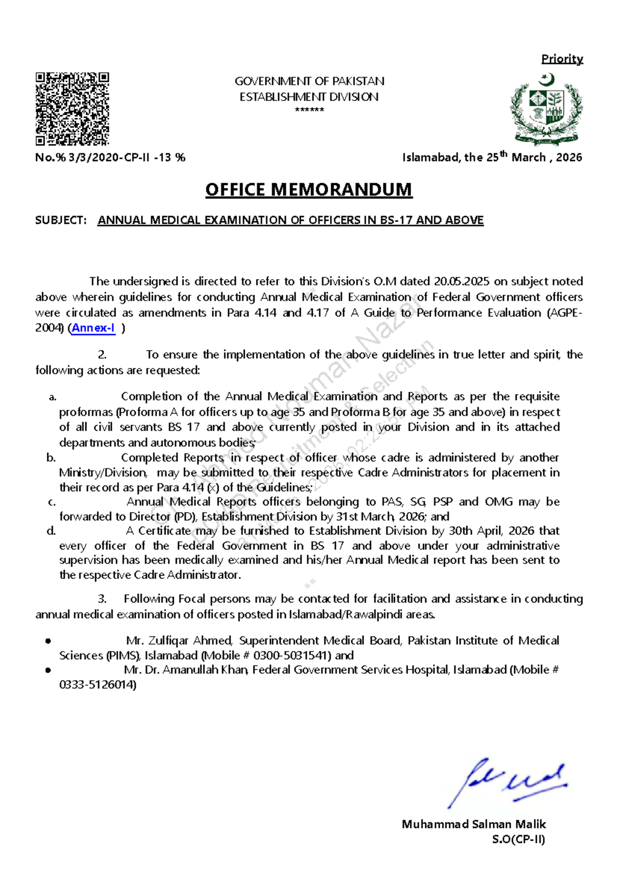 Annual Medical Examination Guidelines for Officers (OM 2026) - Studocu