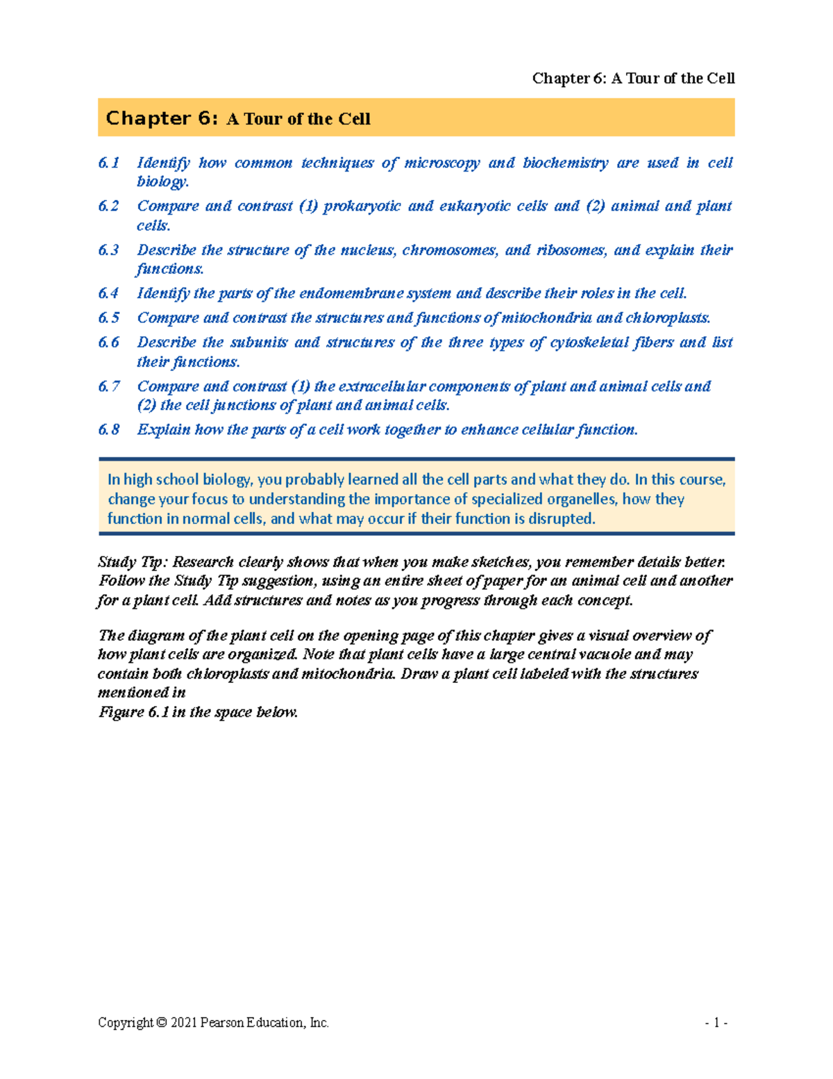 Bio12 ARG 06 - Reading Guide: Cell Structure and Function (Chapter 6 ...