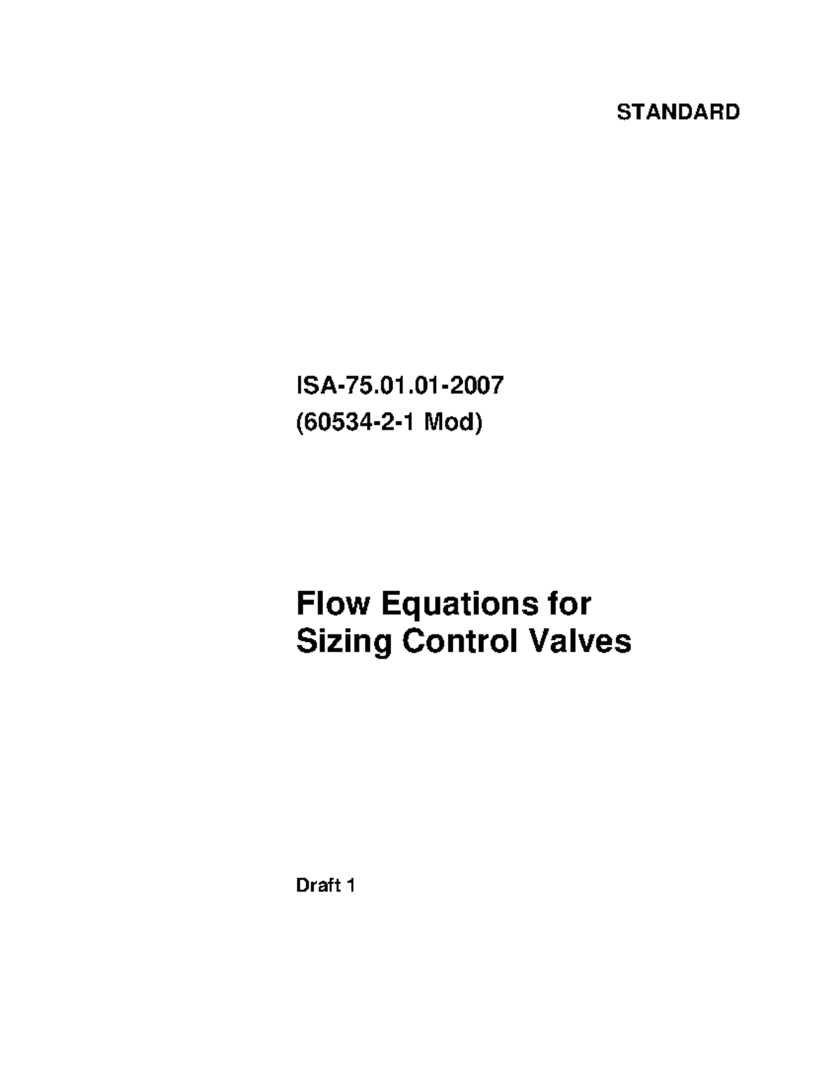 ISA 750101 Flow Equations for Sizing Control Valves Guide - Studocu