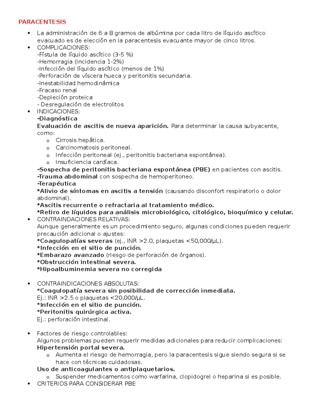 Paracentesis - COMPLICACIONES: -Fístula de líquido ascítico (3-5 % ...