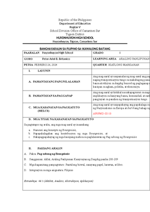 Grade 8 - Pagtatatag NG National Monarchy - Republic of the Philippines ...