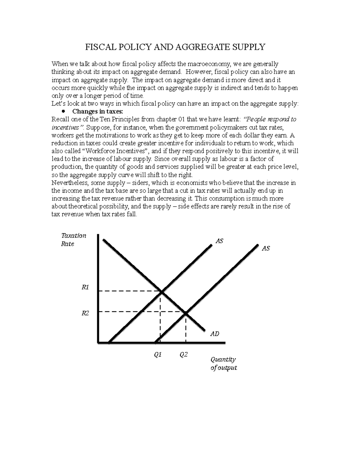 Fiscal Policy AND Aggregate Supply - FISCAL POLICY AND AGGREGATE SUPPLY ...