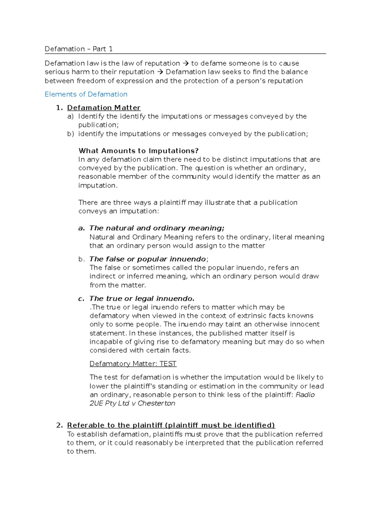 Defamation Law Overview: Key Elements & Case Studies (Tutorial) - Studocu
