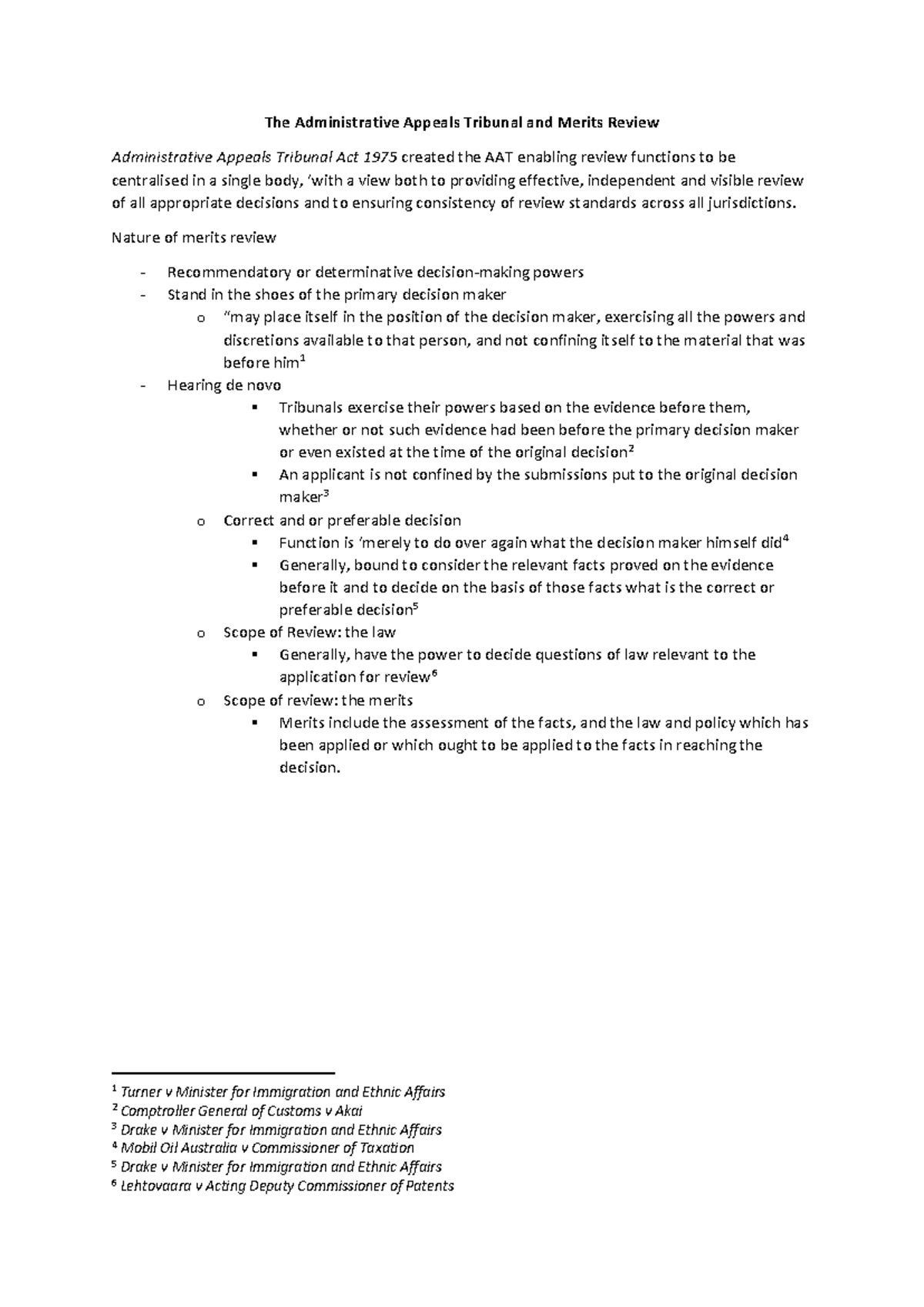 AAT Administrative Appeals Tribunal & Merits Review Overview - Studocu