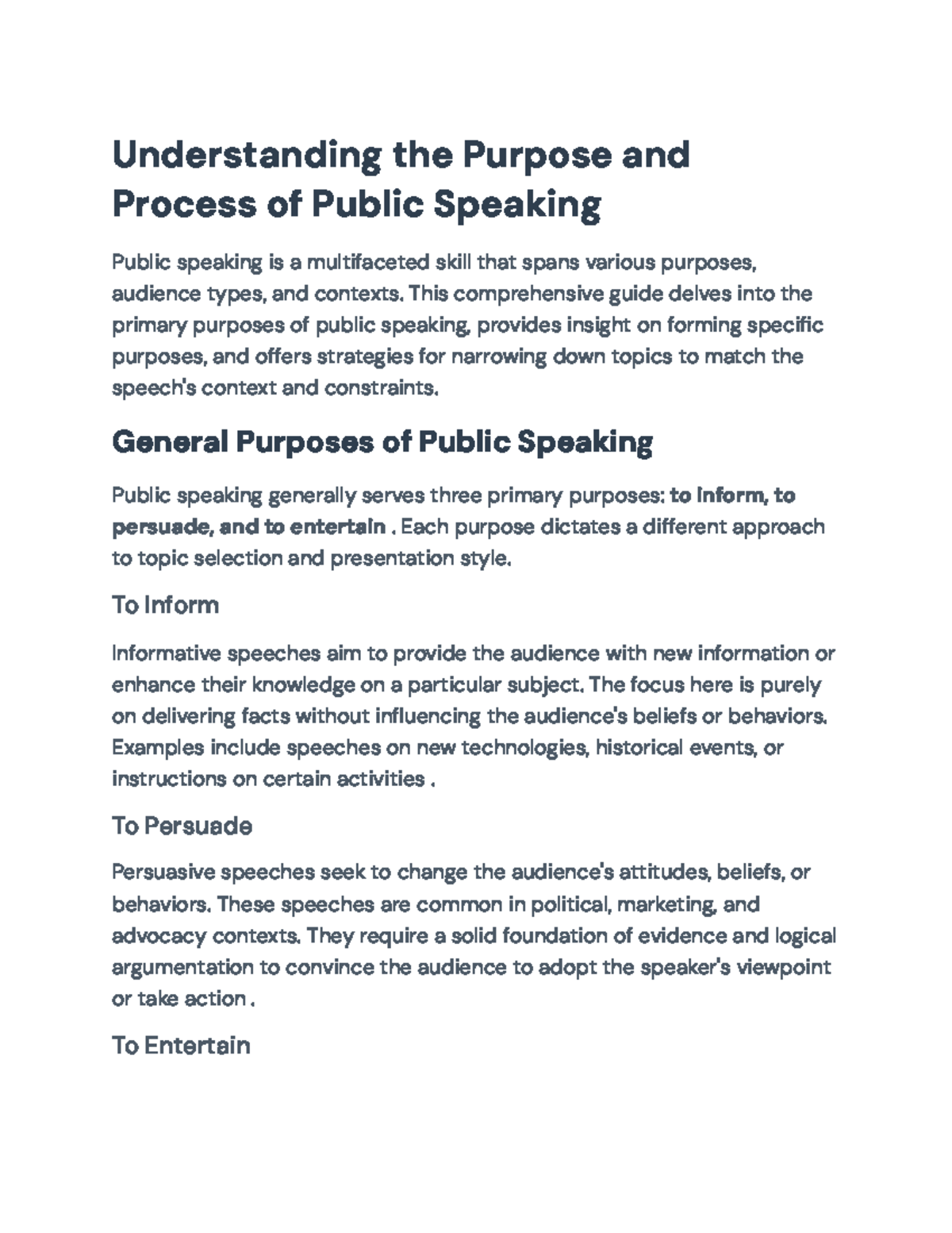 Public Speaking: Purposes, Topics, and Strategies for Success ...