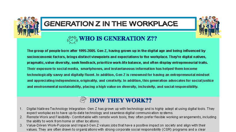 HRM 645: Infographic on Gen Z Workplace Expectations and Traits - Studocu