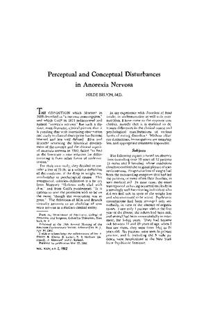 Cognitive Behavioral Theory of Anorexia Nervosa and Treatment ...
