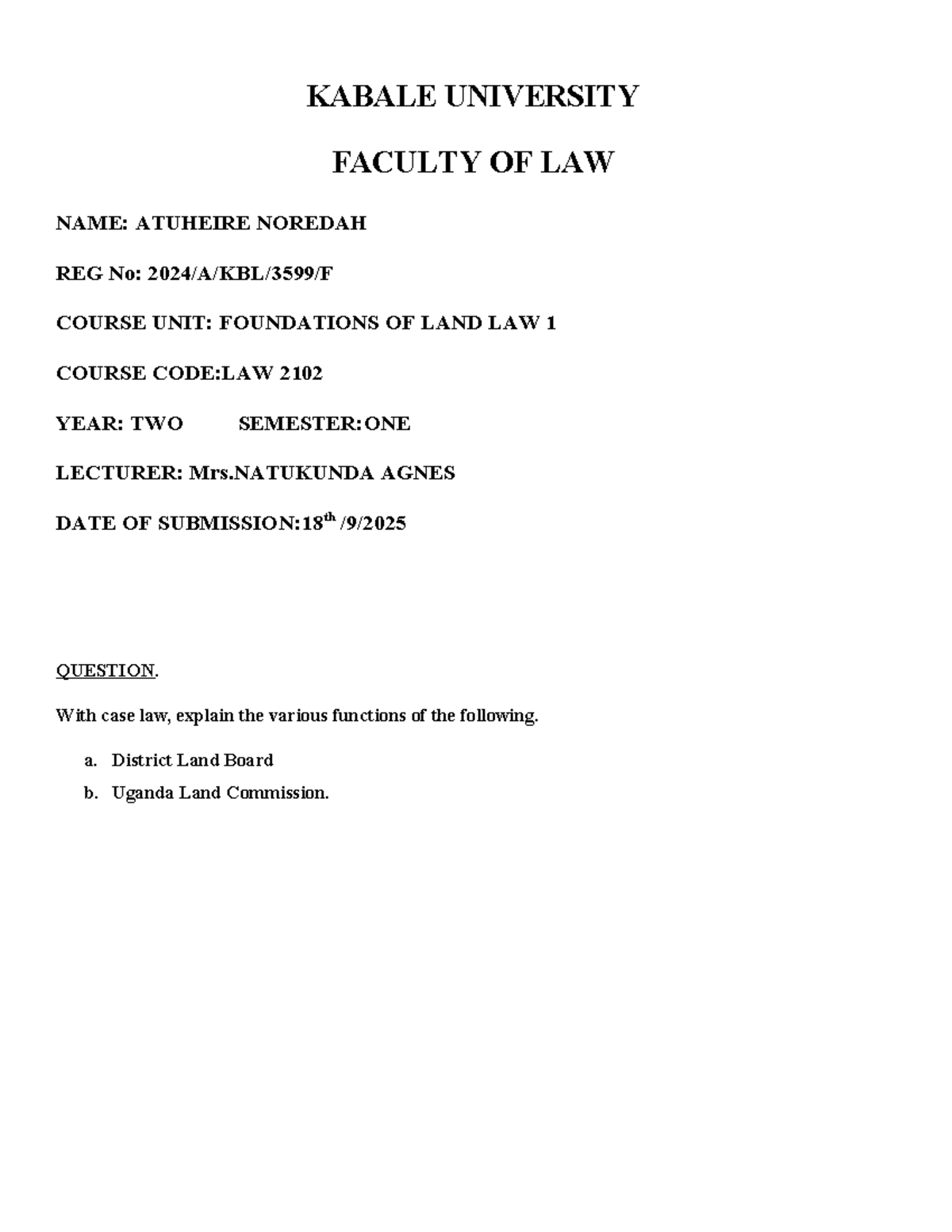 Foundations of Land Law (LAW 2102): Functions of Land Boards in Uganda ...