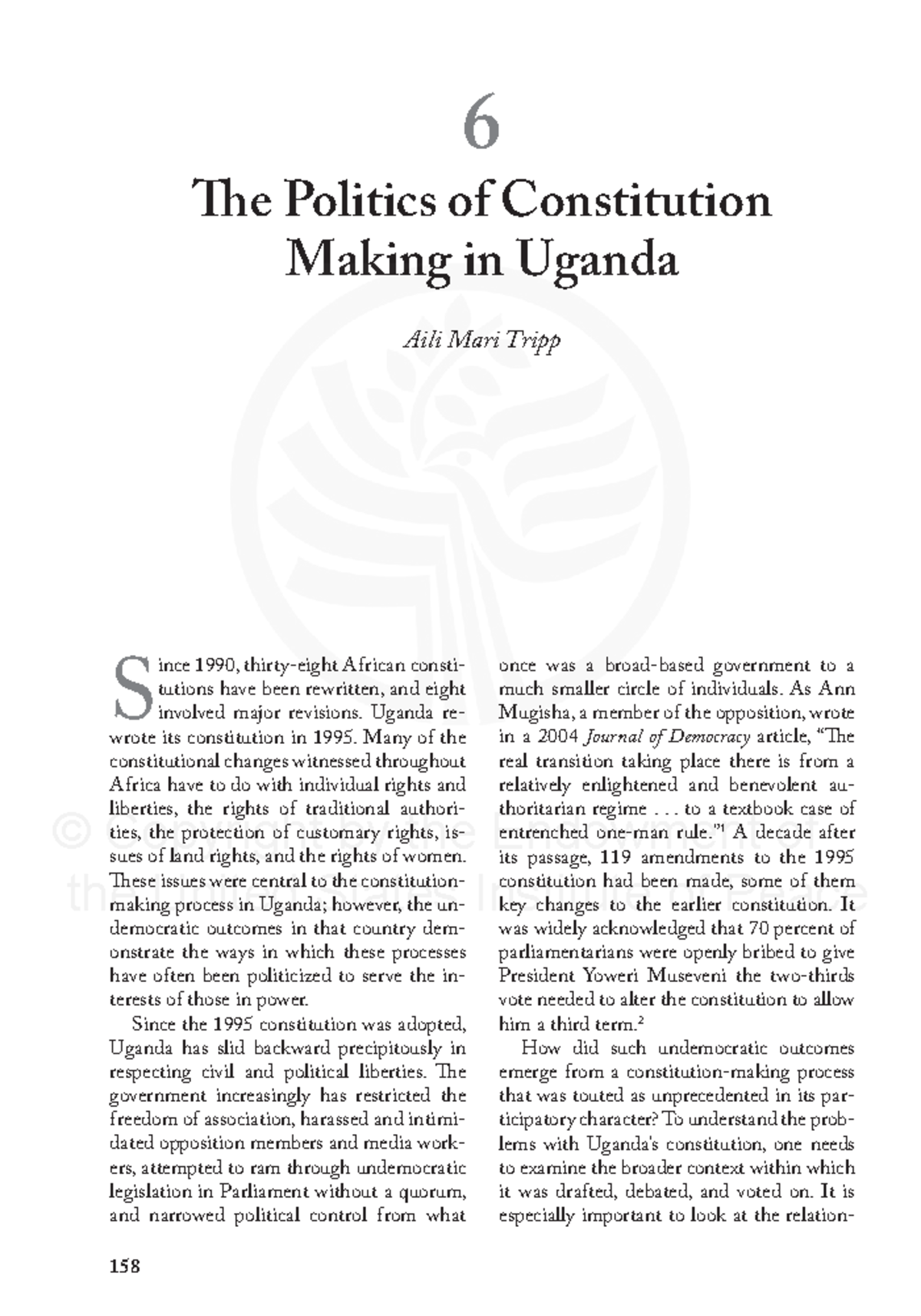 Chapter 6: The Politics of Constitution Making in Uganda - Assignment ...