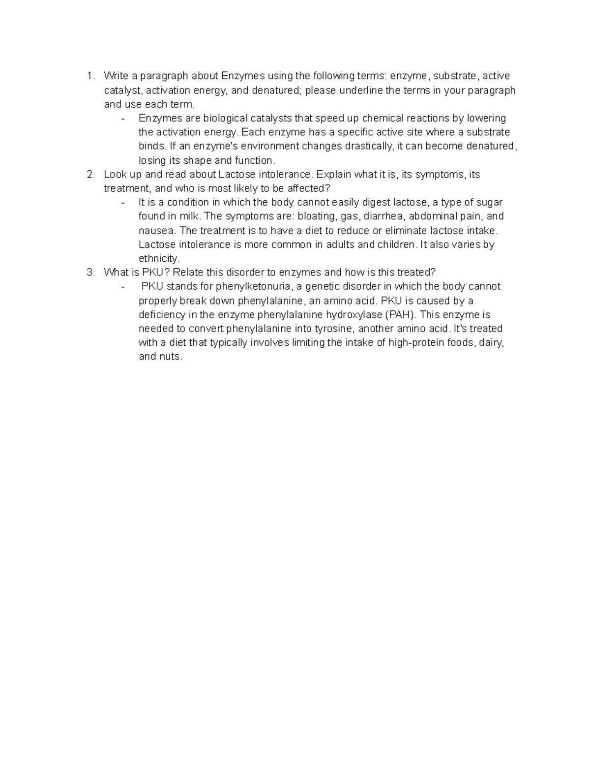 Biological Catalysts and Genetic Disorders: Enzymes & Lactose ...