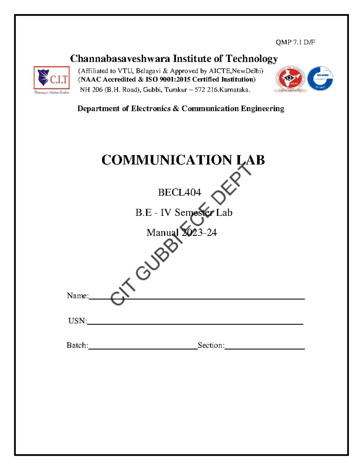 Communication Lab Manual BECL404 - Final 2023-24 Edition - Studocu