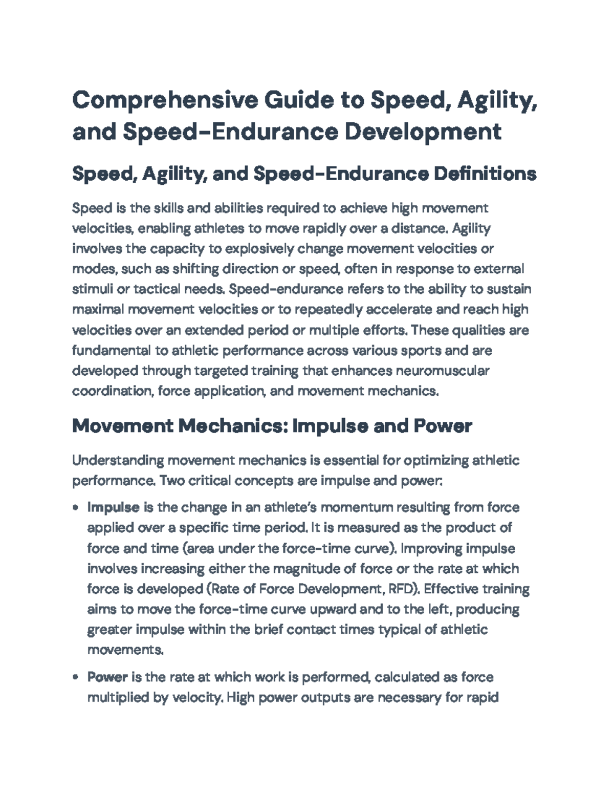 Comprehensive Training Strategies for Enhancing Speed, Agility, and ...