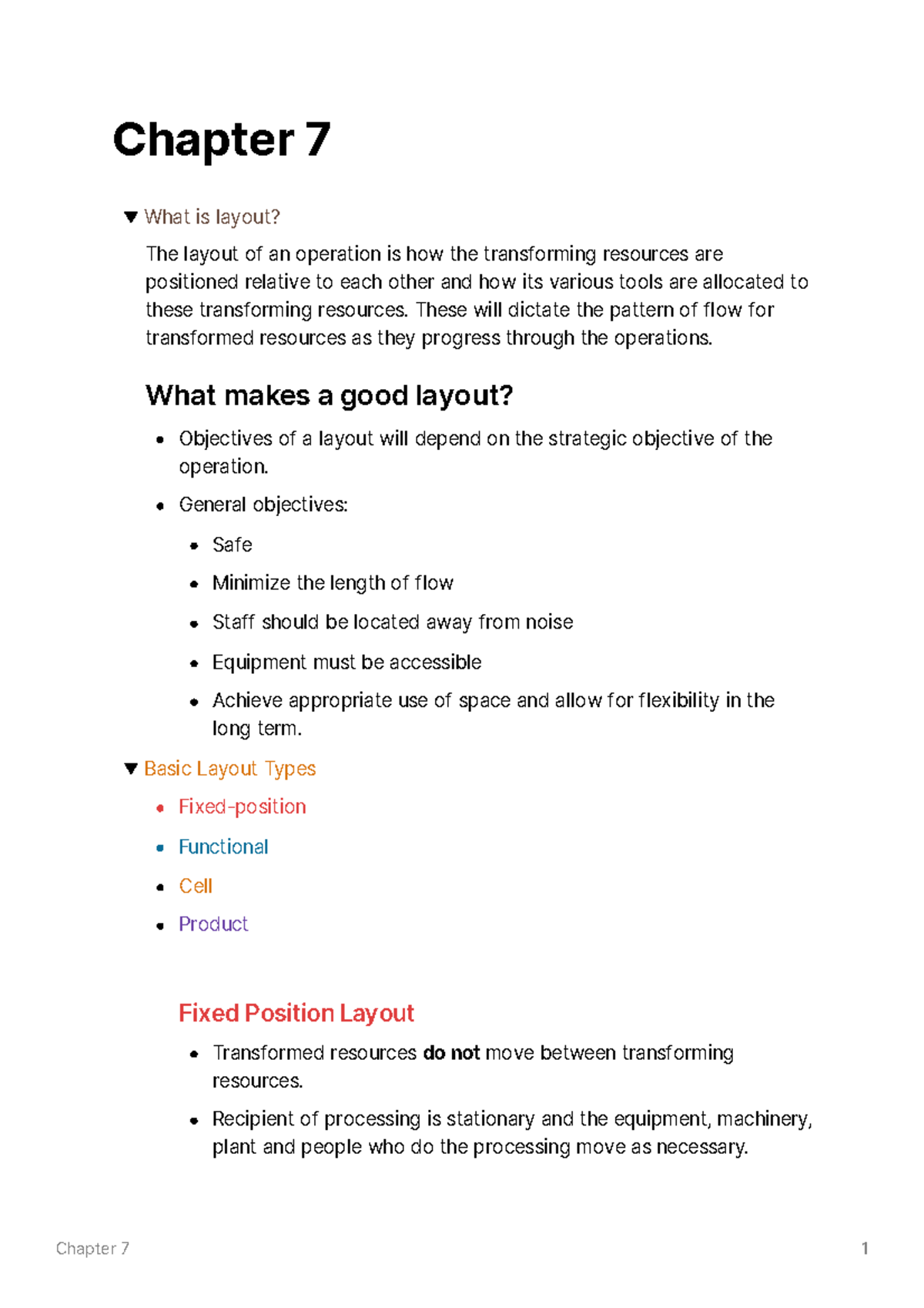 Chapter 7 - Understanding Operation Layouts and Flow Patterns - Studocu