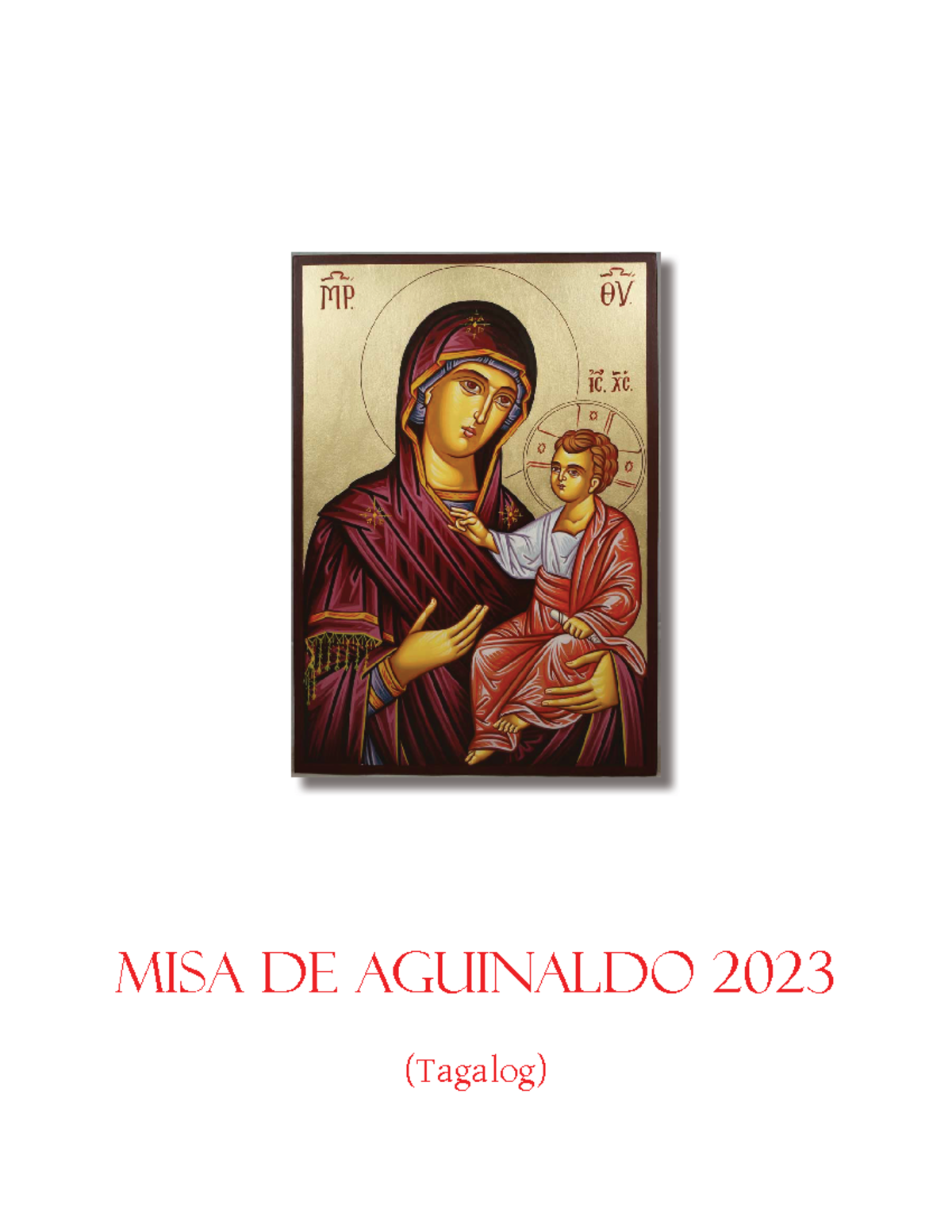 MISA DE AGUINALDO 2023: Liturhiya ng Simbang Gabi (Tagalog) - Studocu