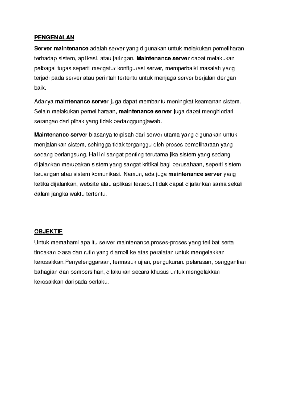 Laporan CO5 - kolej negeri chedang it - PENGENALAN Server maintenance ...