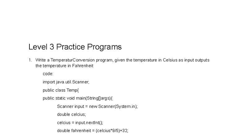 Week 2 - Level 3 - 10 Programming Practice Problems - Studocu