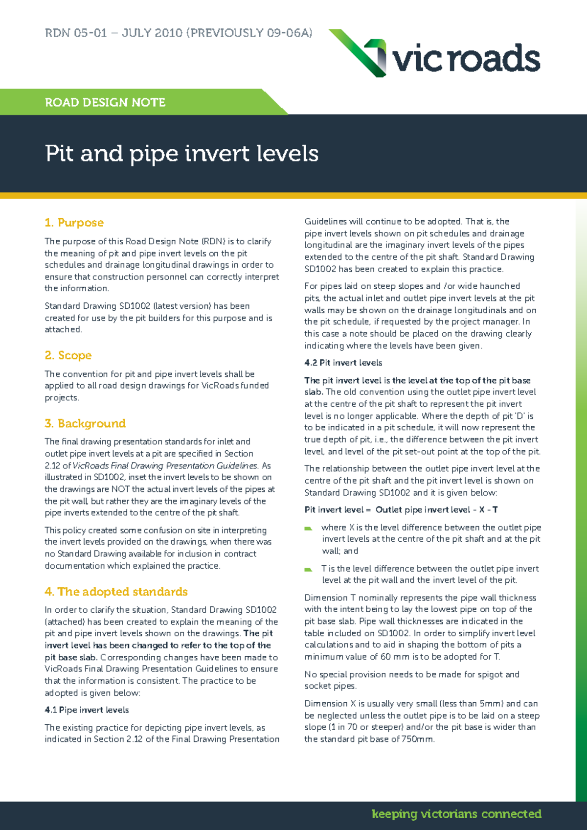 RDN 0501: Clarification of Pit and Pipe Invert Levels - Studocu
