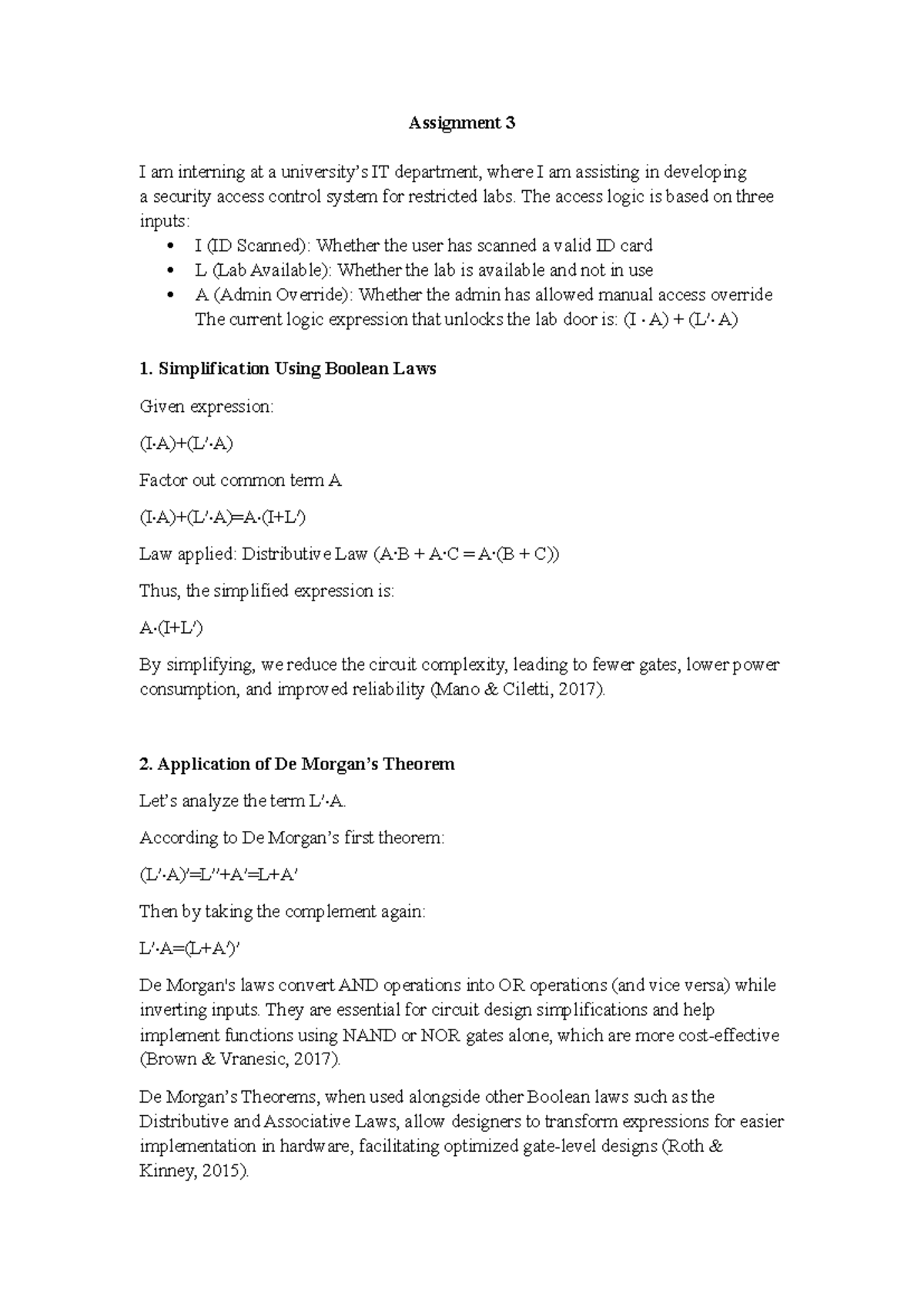 IT 101: Assignment 3 - Security Access Control System Design - Studocu