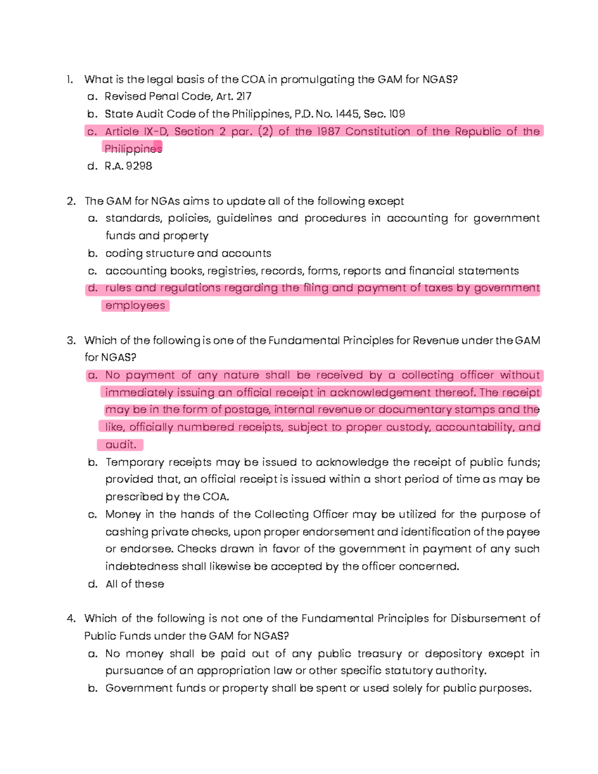 Govt Accounting Reviewer: Legal Basis & GAM for NGAs - Studocu
