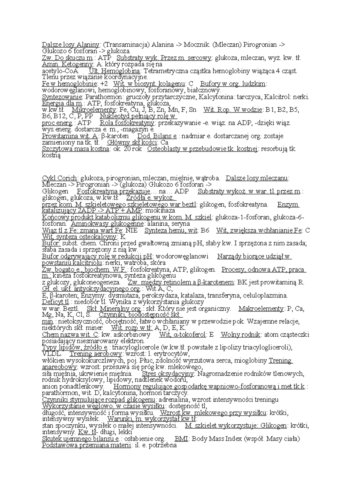 Biochemia 2: Kolokwium - Metabolizm i Energetyka Komórkowa - Studocu