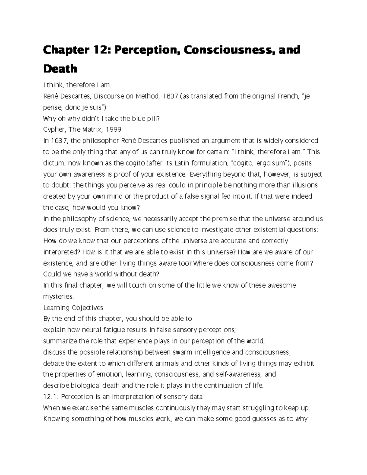 Chapter 12: Perception, Consciousness, and Death - Studocu