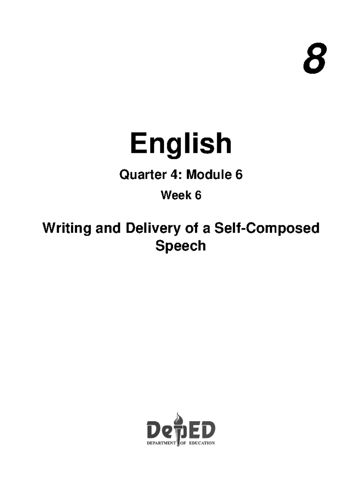 English 8 Q4 M6: Writing & Delivering a Self-Composed Speech - Studocu