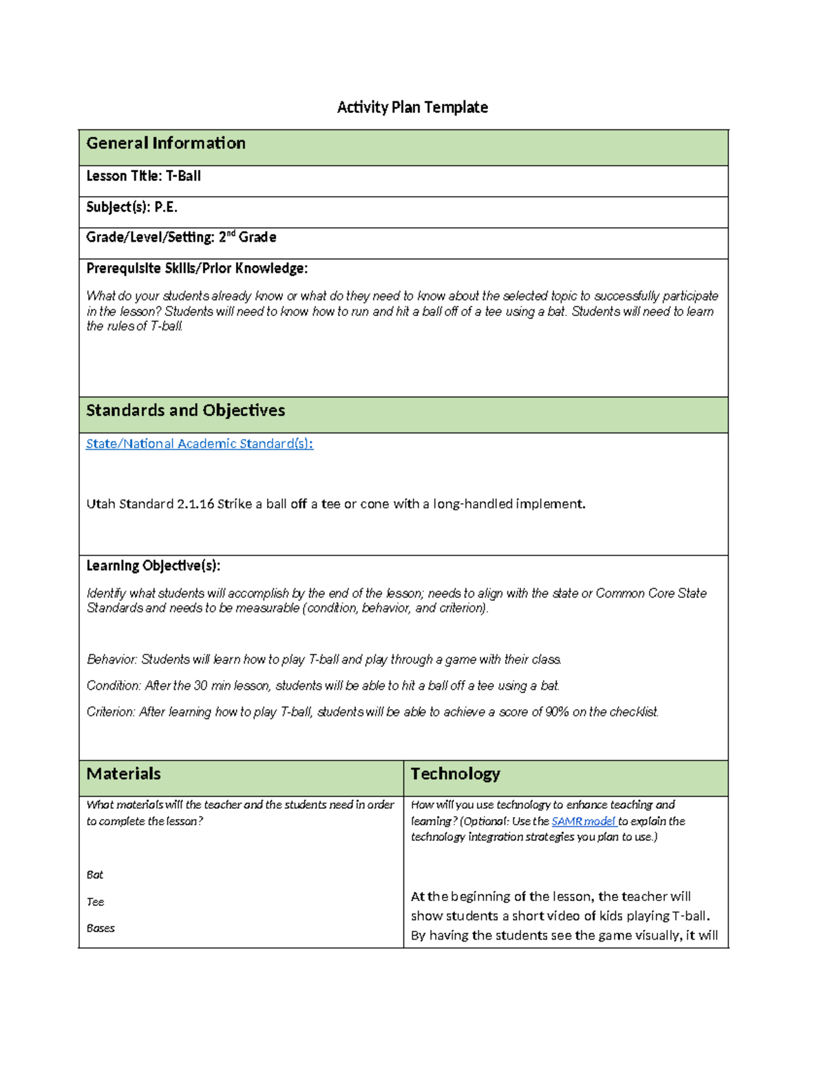 Activity Plan Template (1) - Activity Plan Template General Information ...