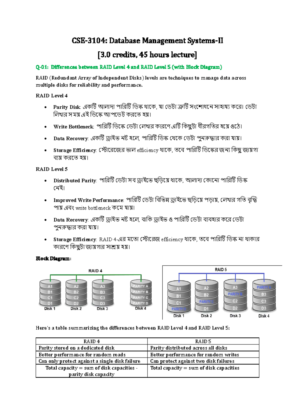 Database Management Systems-II: Differences Between RAID Levels and ...