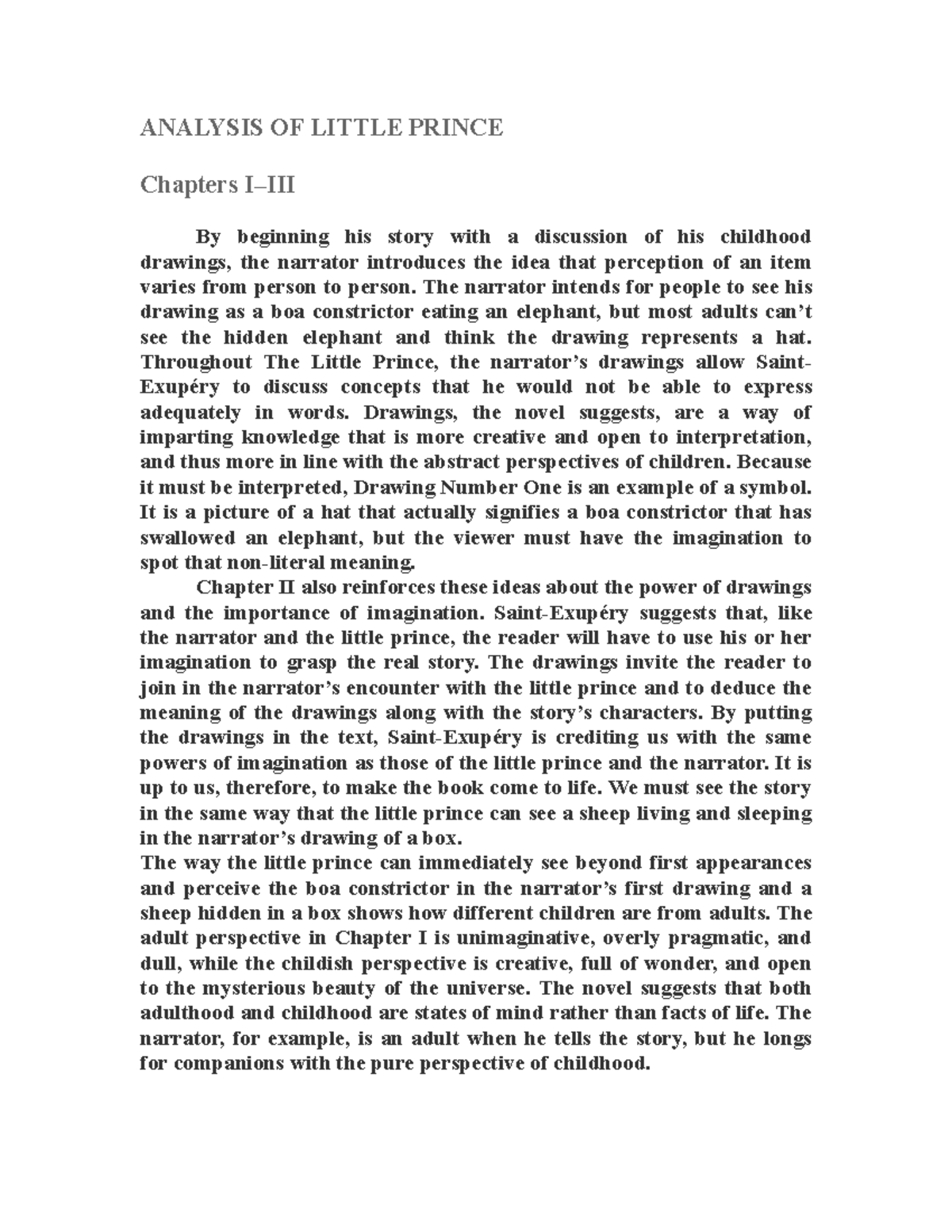 Analysis and Themes in The Little Prince (ENG 101) - Studocu