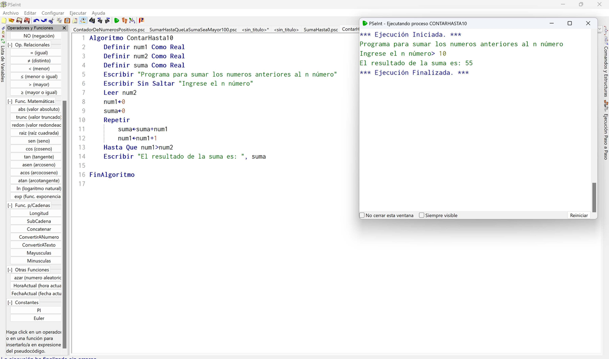 Ejercicios Pseint-4: Algoritmos de Suma y Contador de Números - Studocu