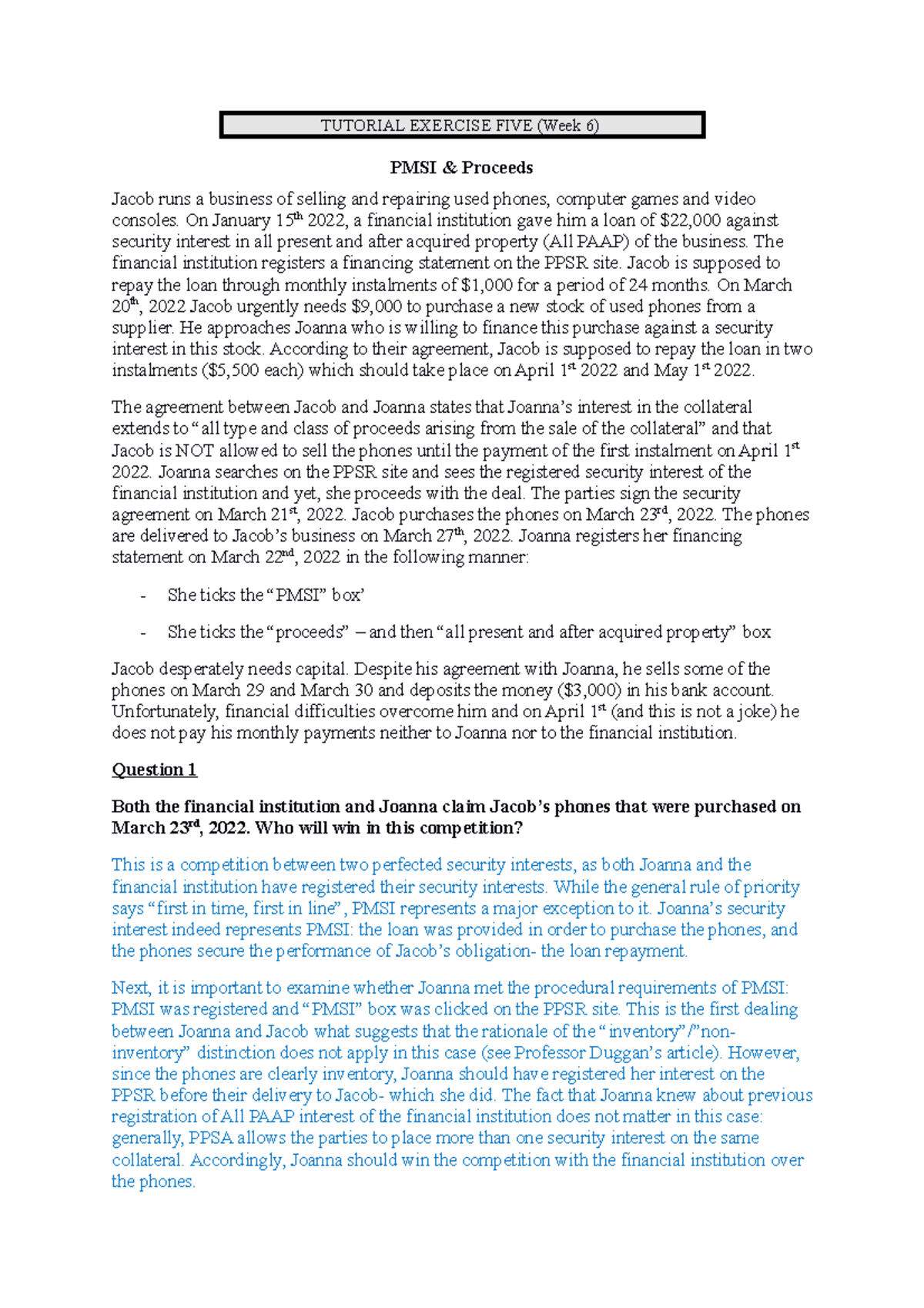 Tutorial Exercise 5 (Week 6) - PMSI & Proceeds Analysis - Studocu