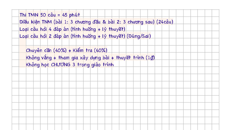 Plkt - vở ghi - xcvbnm - Thi TMN 50 câu = 45 phút Điều kiện TNM (bài 1: ...