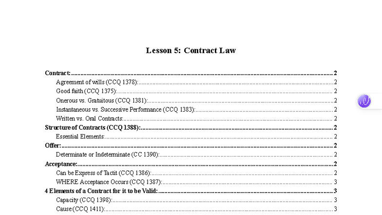 Lesson 5: Contract Law Overview - COMM 315 - Studocu