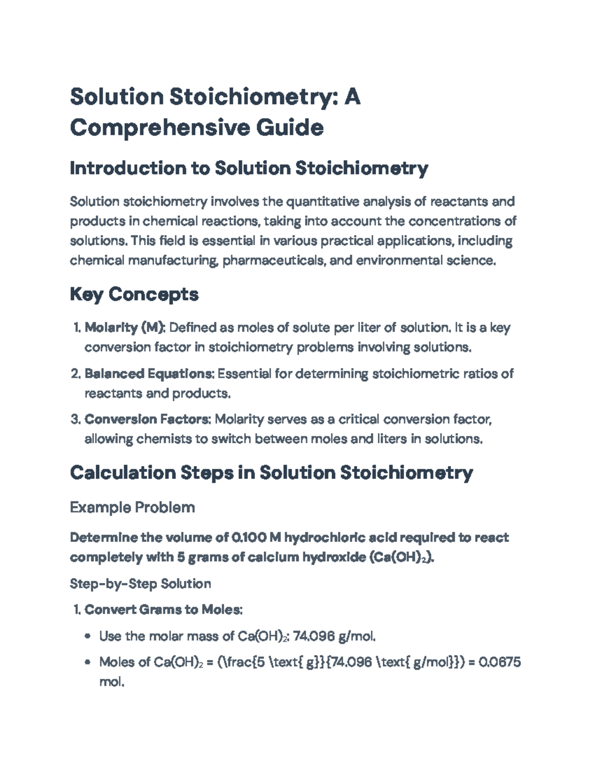 Comprehensive Guide to Solution Stoichiometry: Concepts & Applications ...