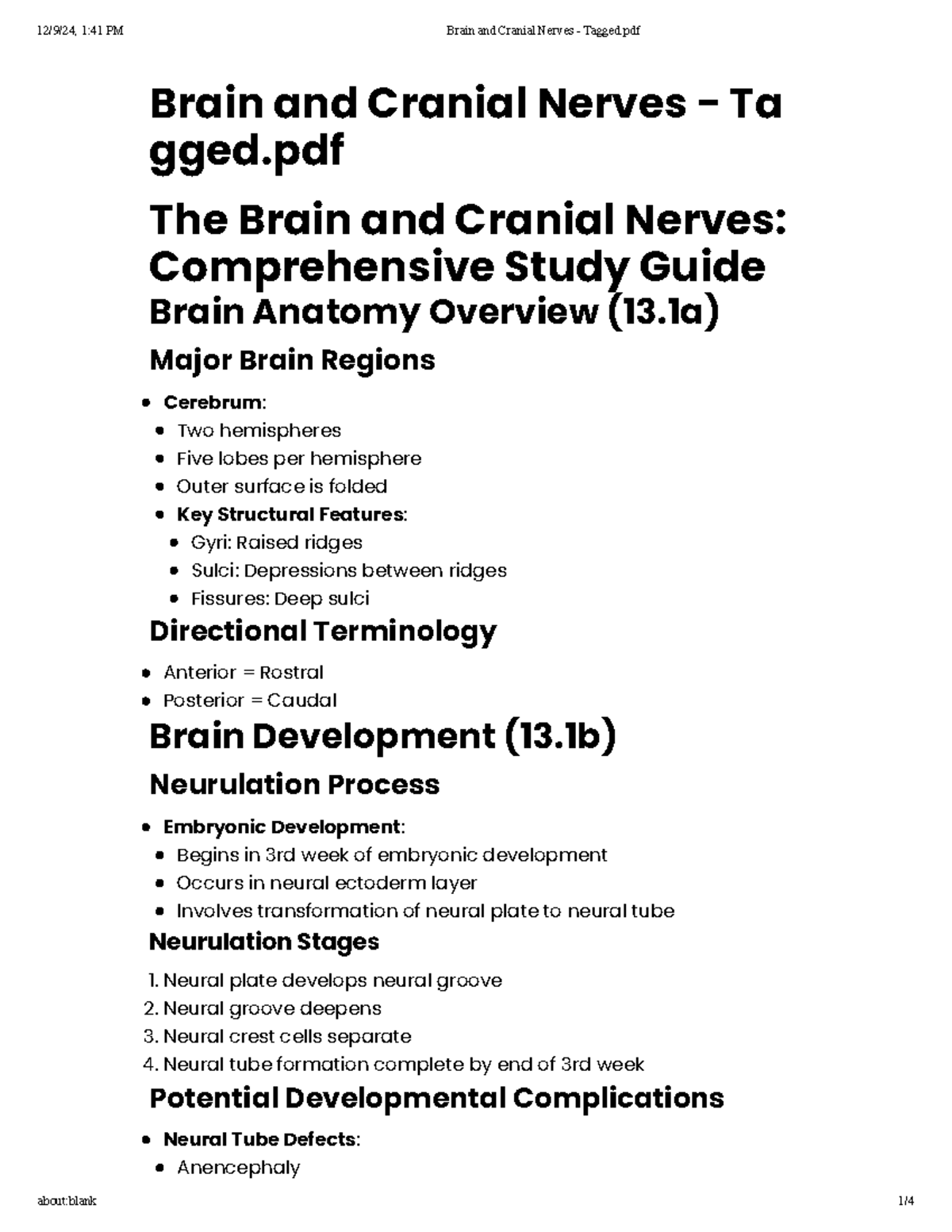 Brain and Cranial Nerves Study Guide: Key Concepts and Strategies - Studocu