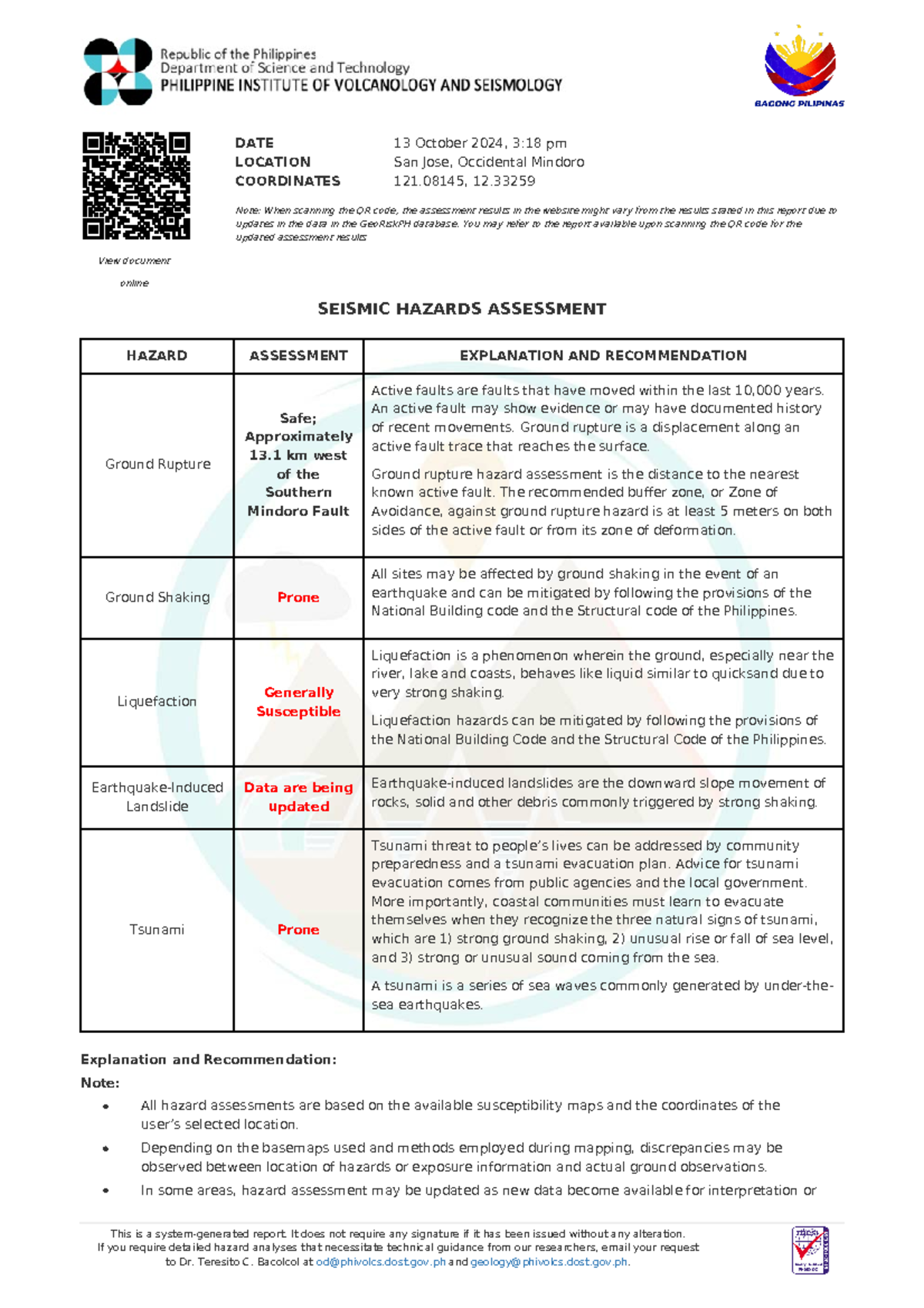 151851 Comprehensive Seismic & Hydro-Meteorological Hazard Report - Studocu