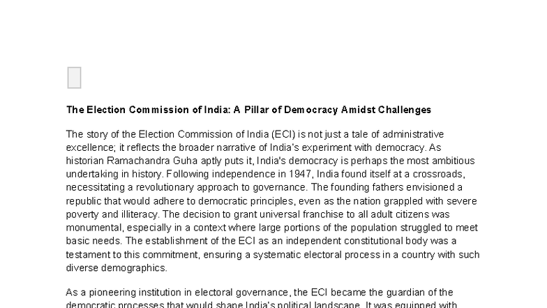 The Election Commission of India: Challenges and Resilience in ...