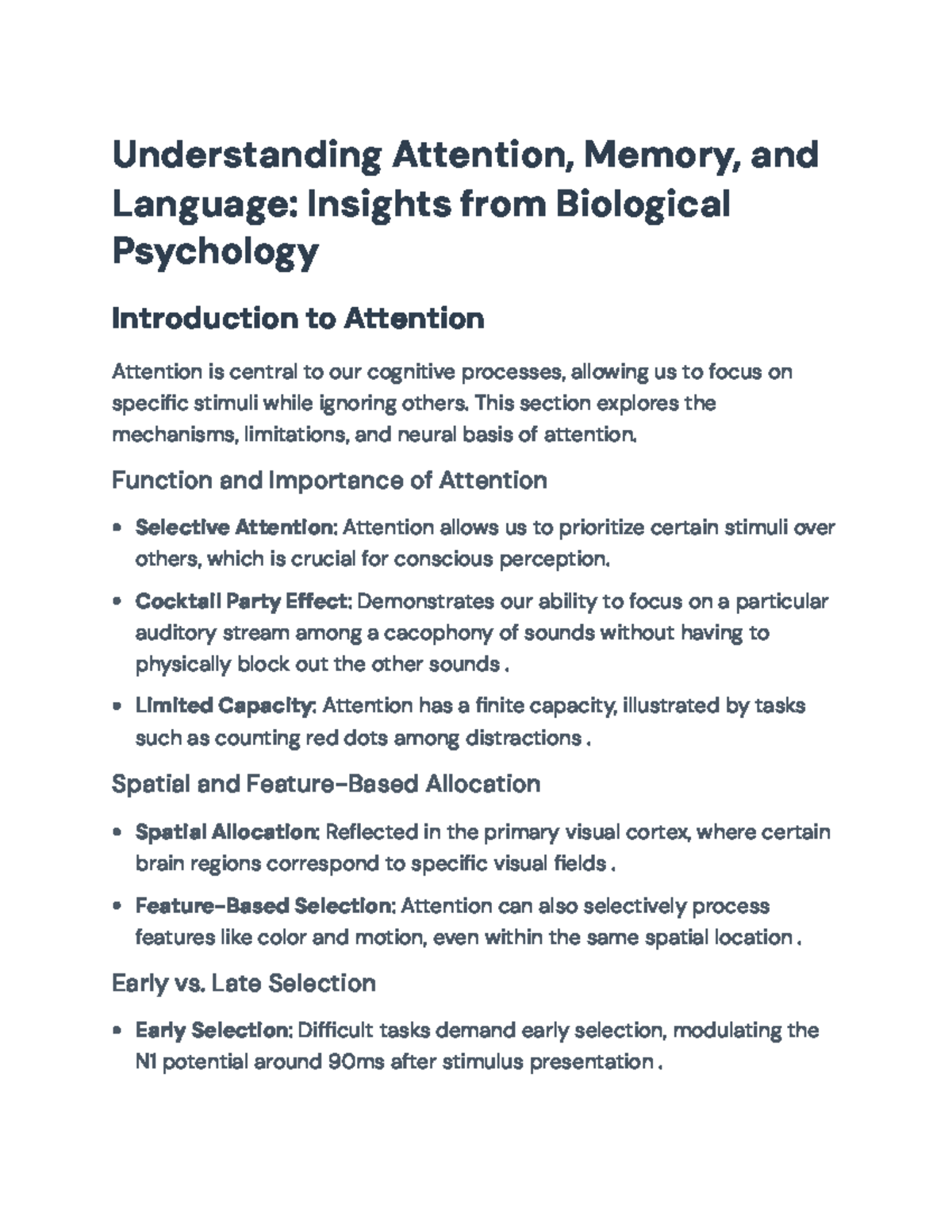 Biological Psychology: Attention, Memory, and Language Insights ...