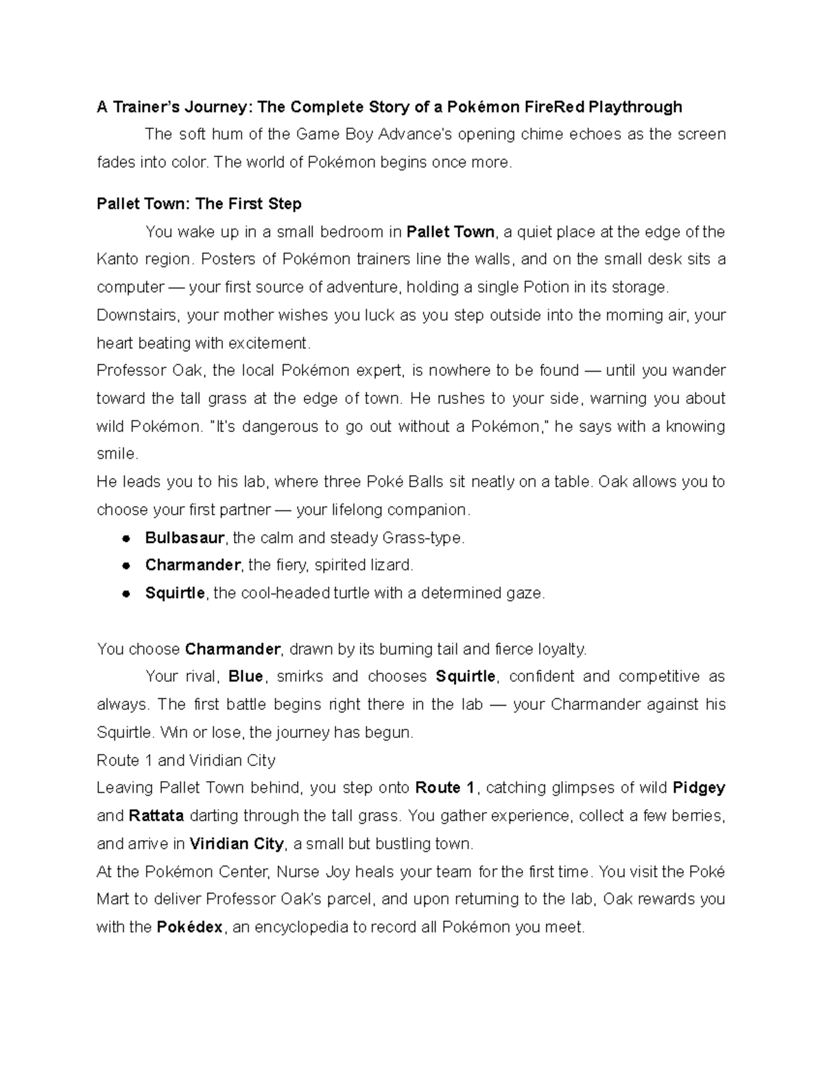 Pokémon FireRed Playthrough: A Complete Journey Guide - Studocu