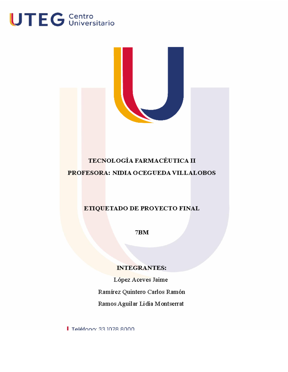 Portada. Etiquetado DE Proyecto Final Tecno Farma II (1) - TECNOLOGÍA FARMACÉUTICA II PROFESORA ...