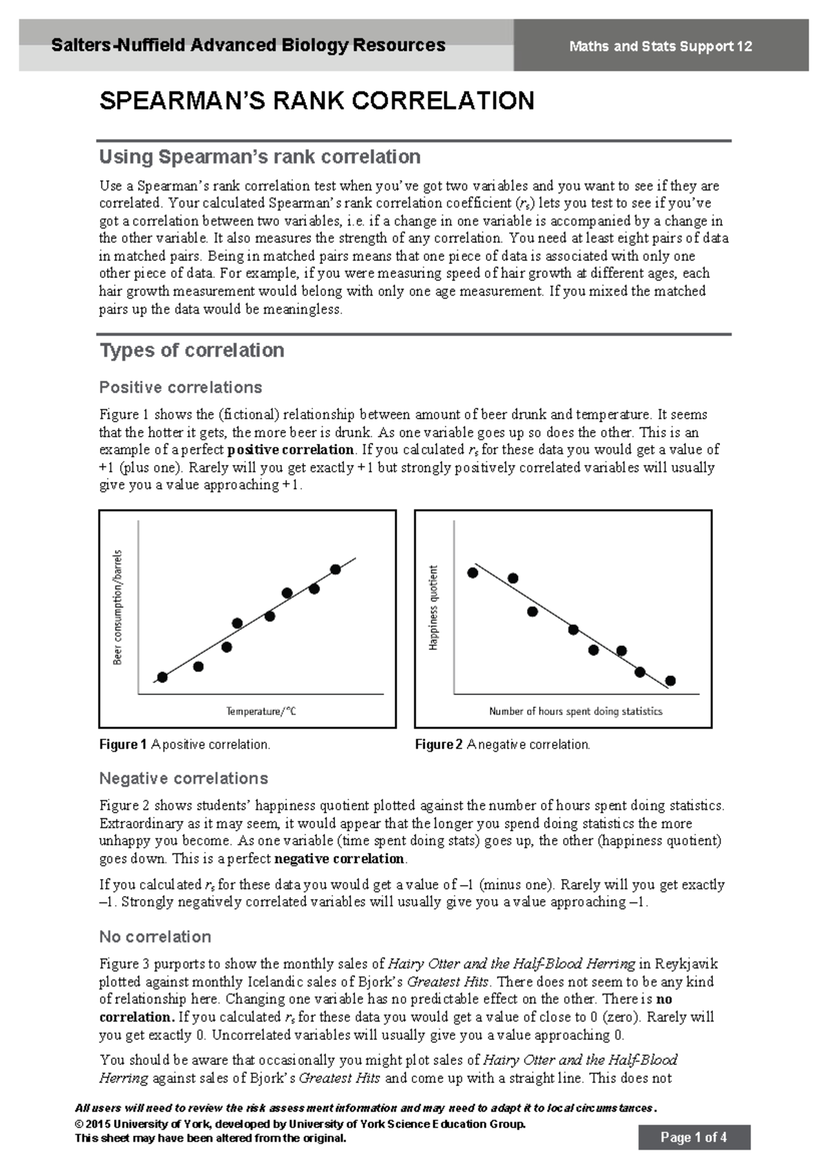 Maths 12 spearmans rank correlation - All users will need to review the ...