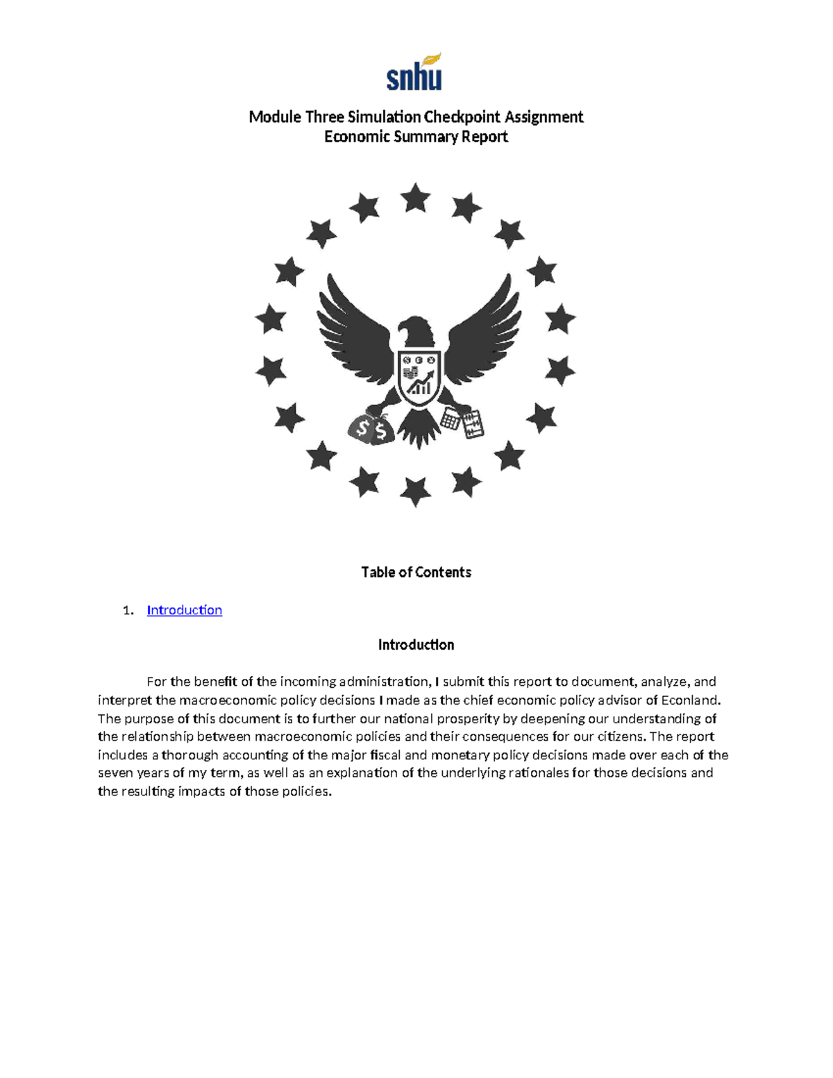ECO 202 Module Three Simulation Checkpoint Assignment - Module Three ...