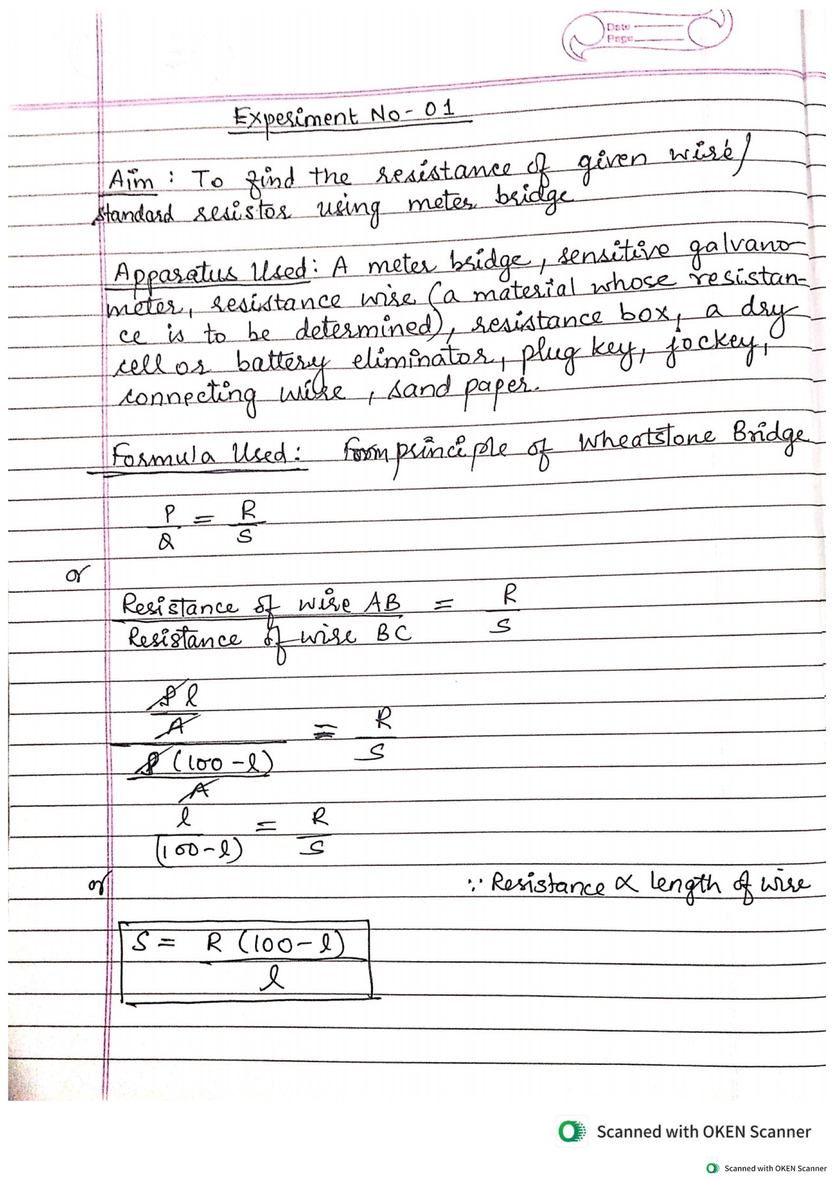 XII Practicals - Experiment 01: Resistance Measurement Using Meter ...