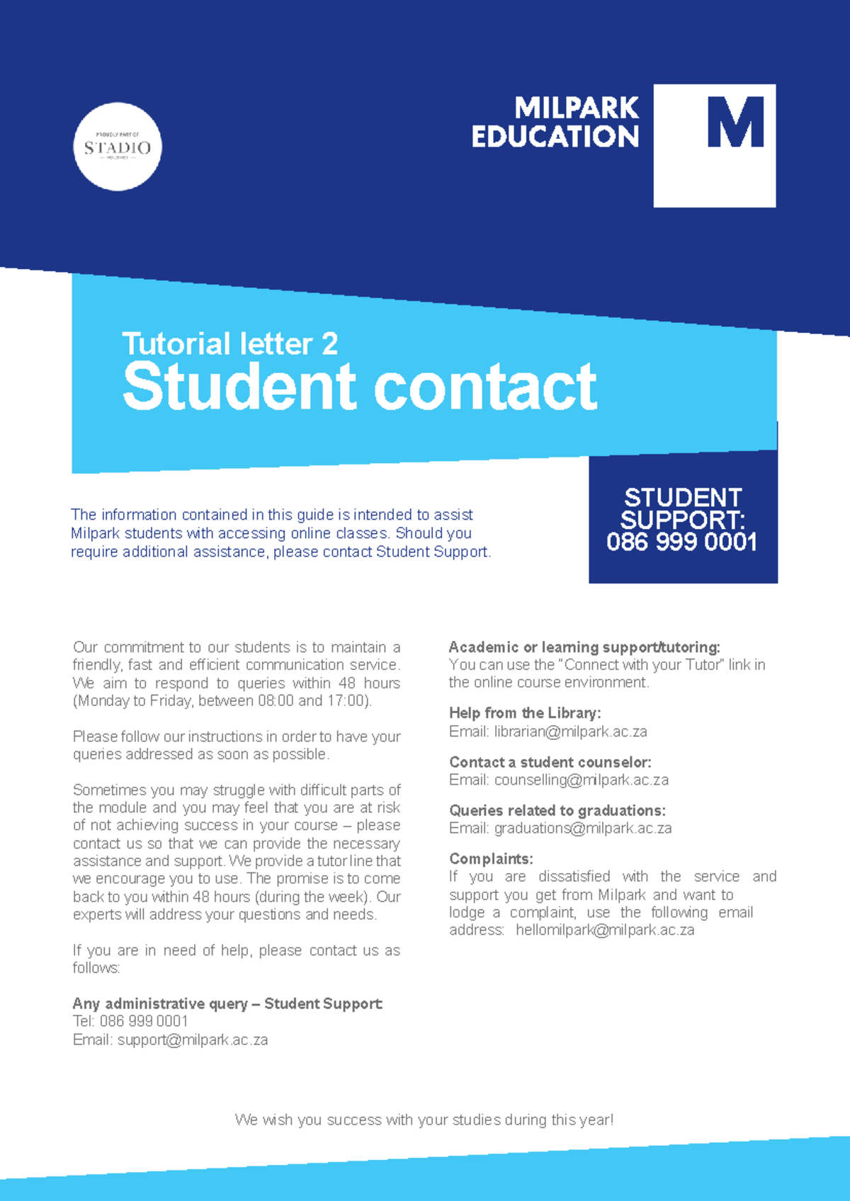 Tut Let 2: Student Contact & Support Guide for Financial Planning - Studocu