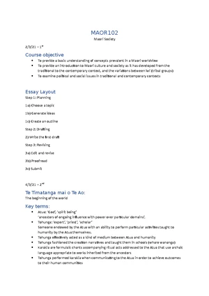 MAOR102 Te Wheke Health Model Essay: Insights and Applications - Studocu