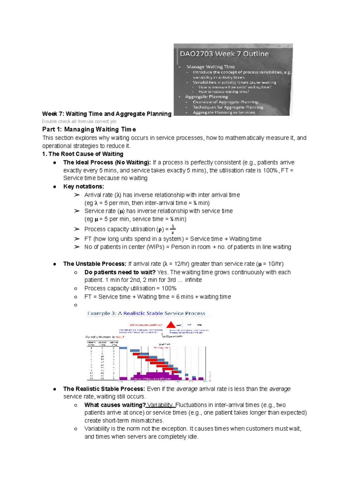 W7: Managing Waiting Time & Aggregate Planning Notes - Studocu