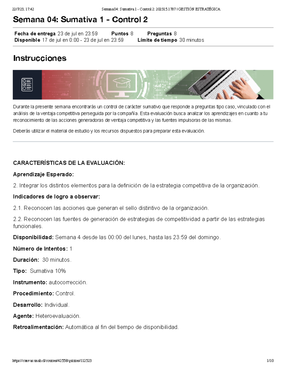 Semana 04 Sumativa 1 Control 2 202315 - Semana 04: Sumativa 1 - Control 2 Fecha de entrega 23 de ...