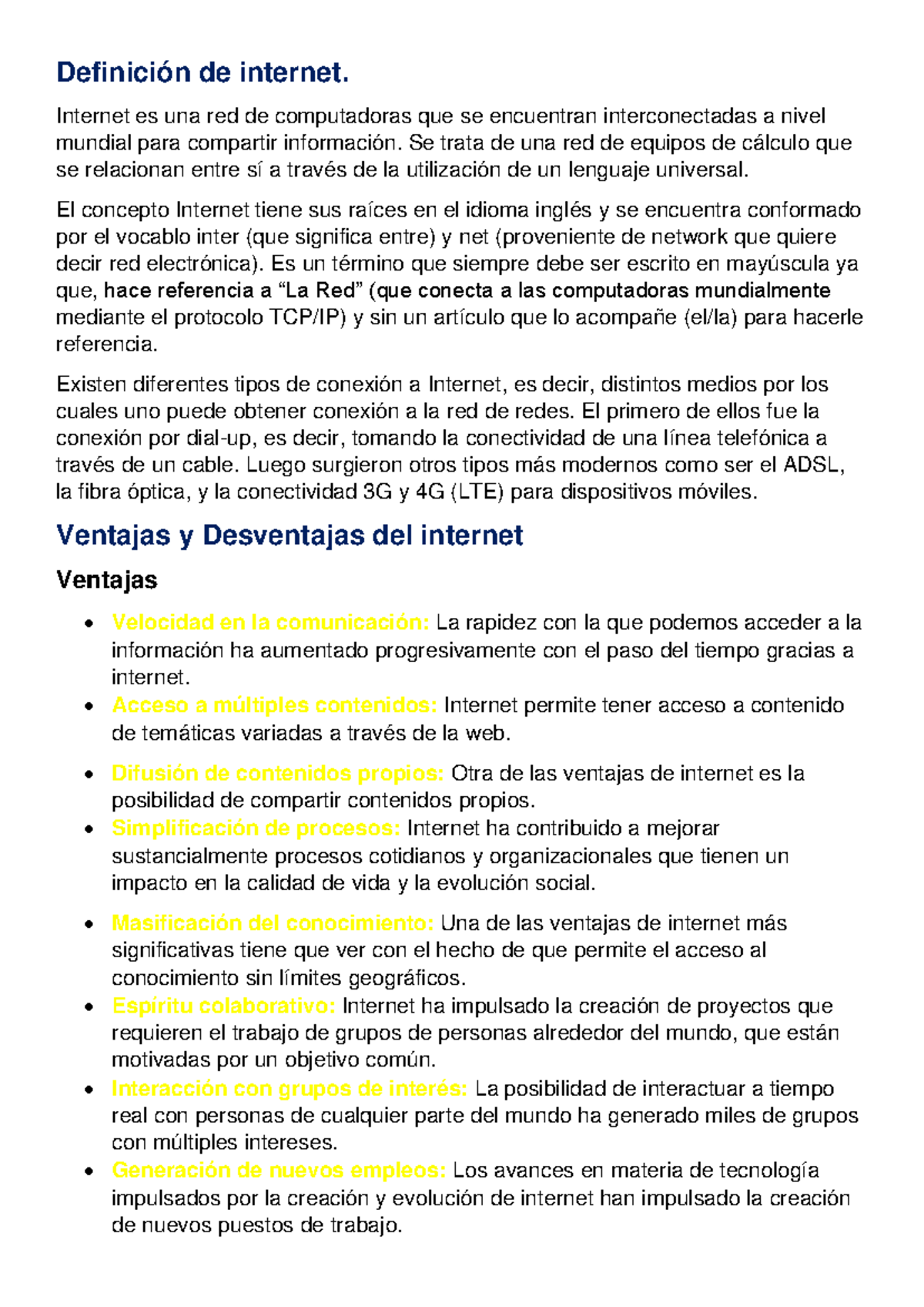 Definición de internet - Internet es una red de computadoras que se ...